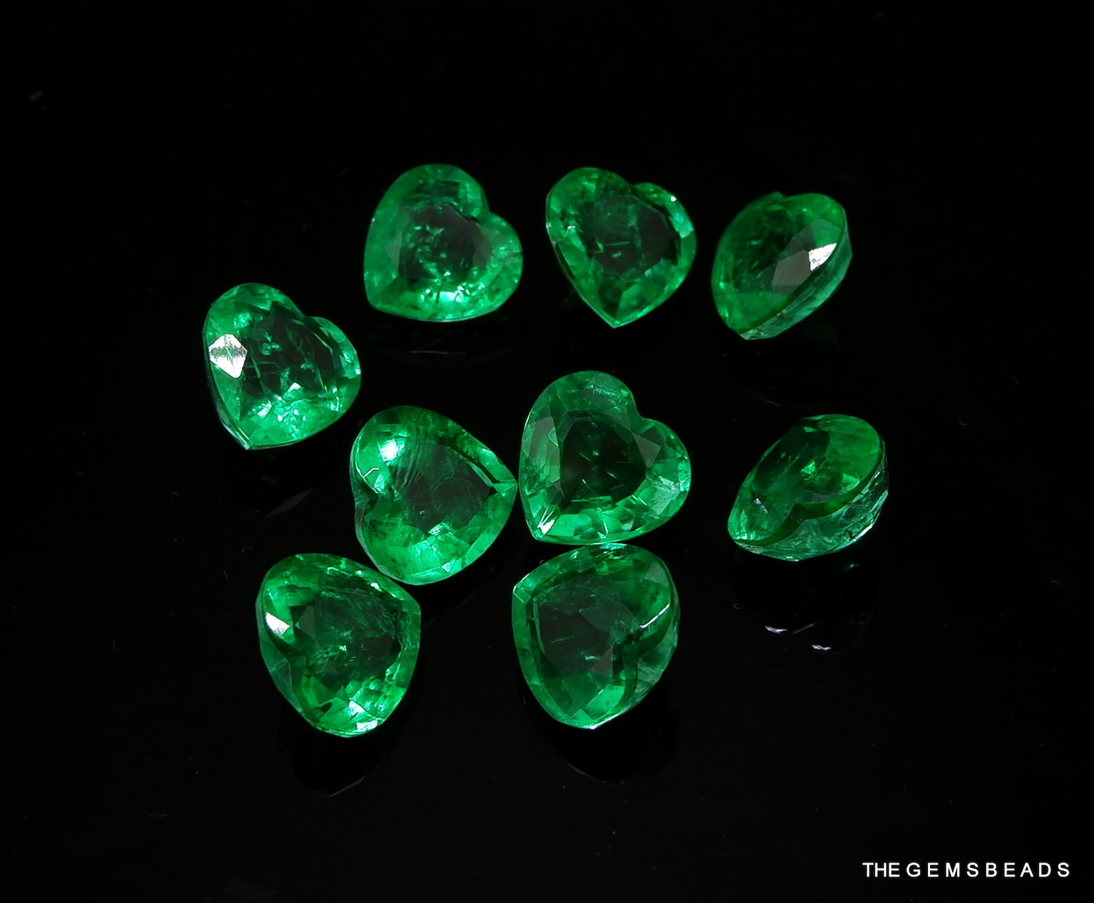 Match Pair 14MM Emerald Quartz Crystal Doublet Faceted Heart Shape ...