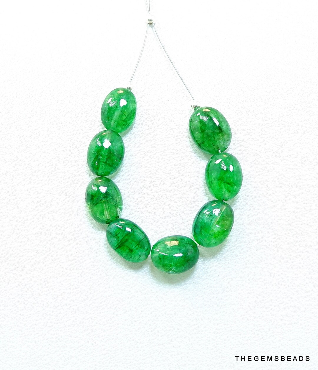 Natural Emerald Smooth Oval Beads, 9-10mm Emerald Oval Beads, Zambian ...