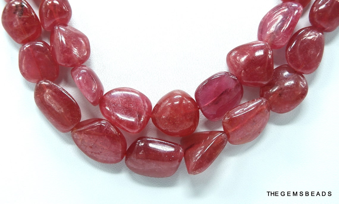 Ruby Glass Filled Plain Oval Tumbles Ruby Necklace Ruby | Etsy