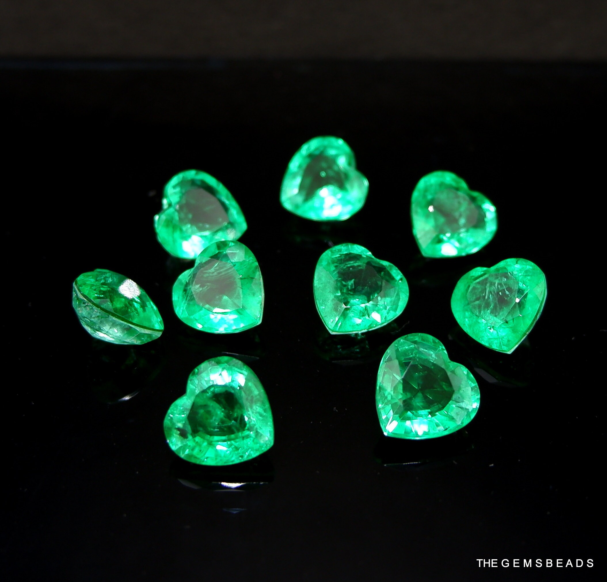 Match Pair 14MM Emerald Quartz Crystal Doublet Faceted Heart Shape ...