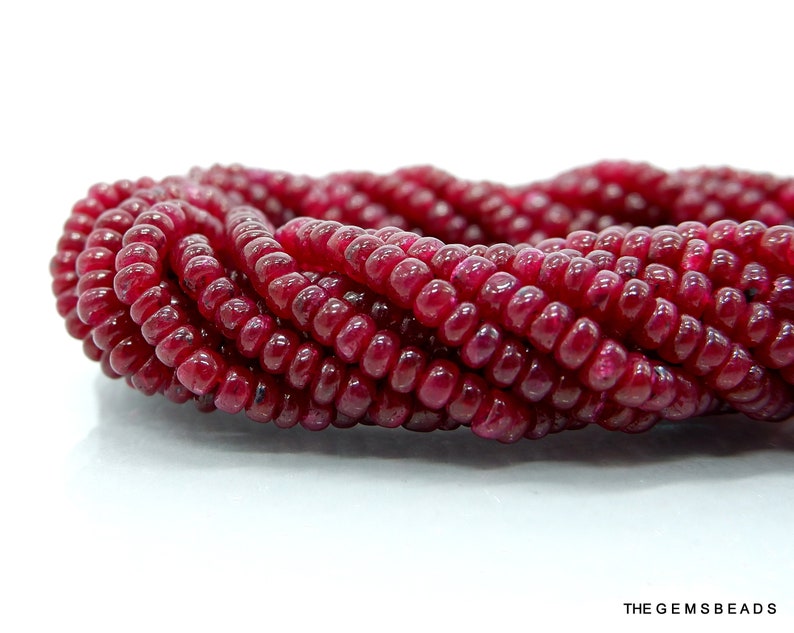 Ruby Beads Natural African Ruby Roundel Shape Beads Strand - Etsy