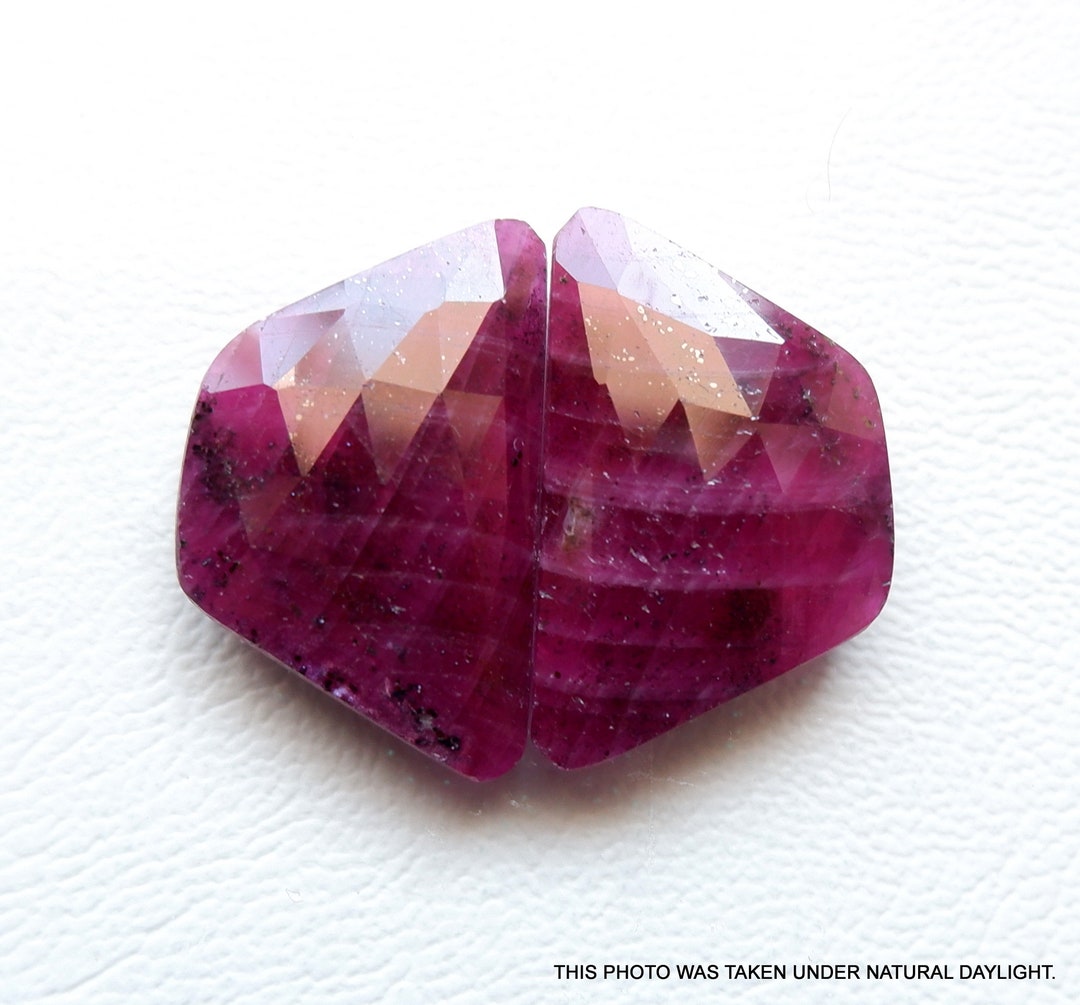 RUBY ROSE CUT Slice, 26mm Match Pair, Natural Ruby Rose Cut Slice ...