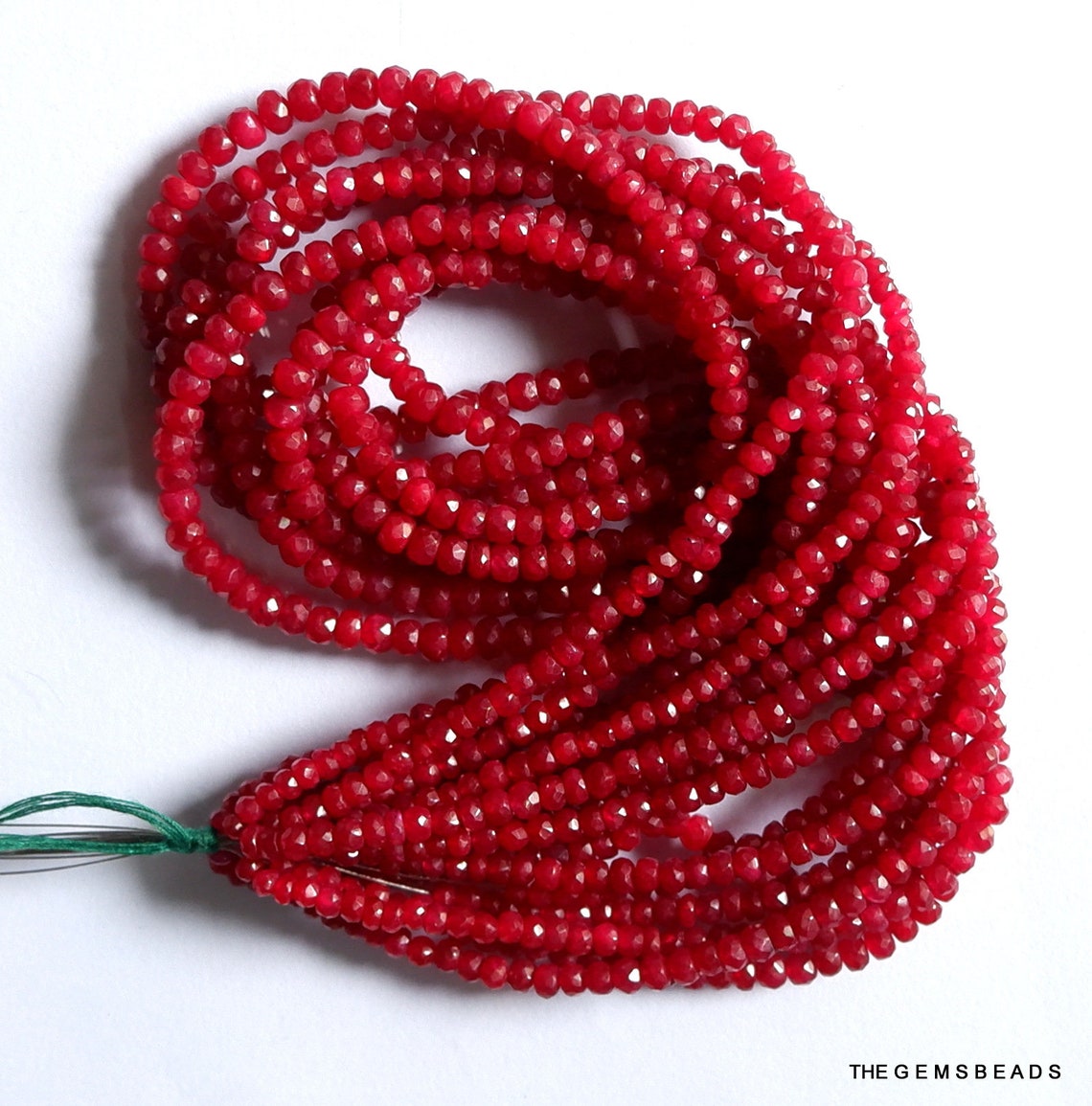 120 Beads, Finest Natural Ruby Beads, Ruby Faceted Rondelle Beads ...