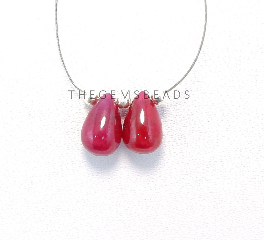 9MM NATURAL RUBY TEARDROP, Ruby Briolettes, Ruby Smooth Briolettes ...