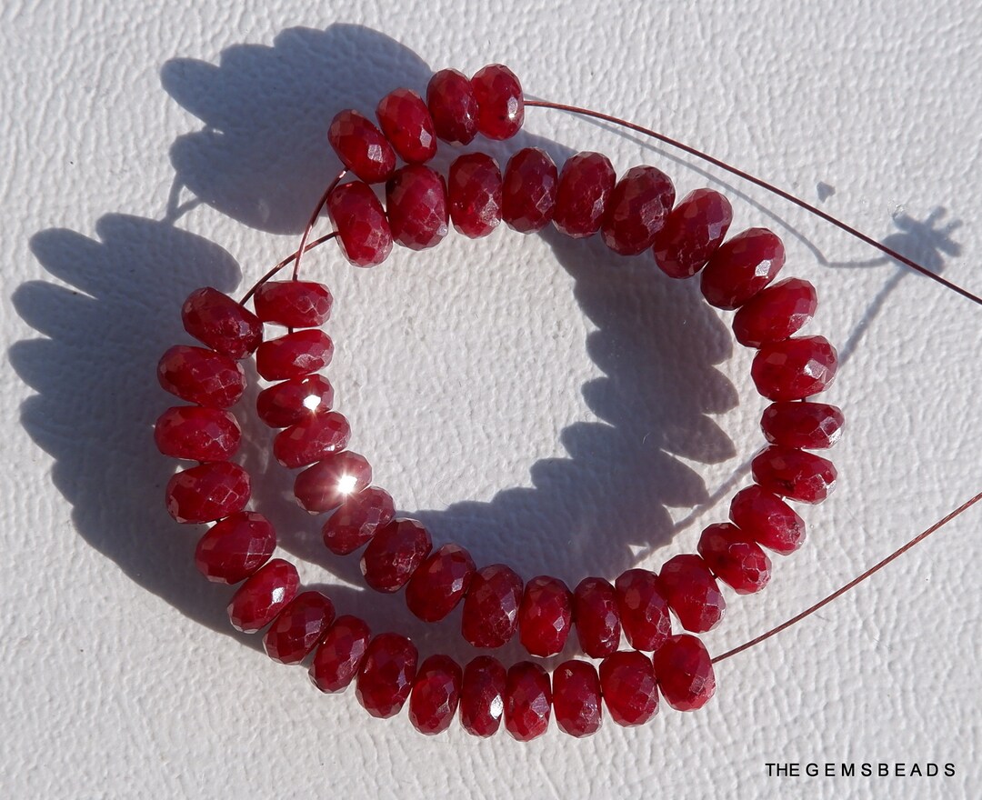 46 Pieces of 5MM to 6MM Ruby Beads, Natural Red Ruby Beads, Natural ...