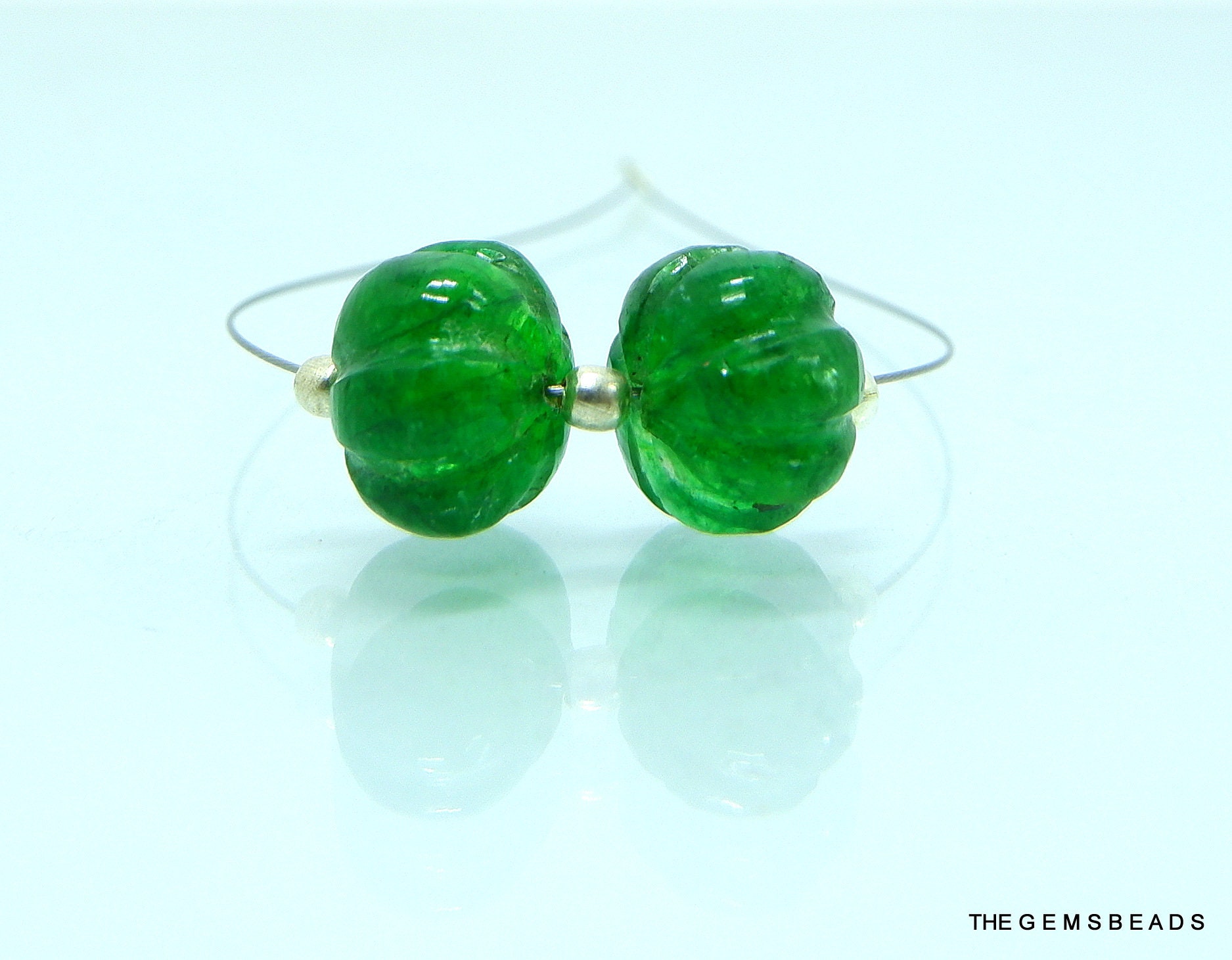 7.5MM 2 Pcs RARE Natural Zambian Emerald Carved Beads Natural - Etsy
