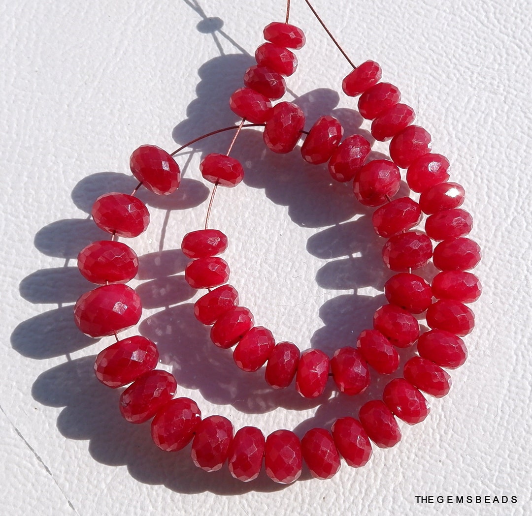 6MM bis 7MM, Natürliche Rote Rubin Perlen, Natürliche Rubin facettierte ...