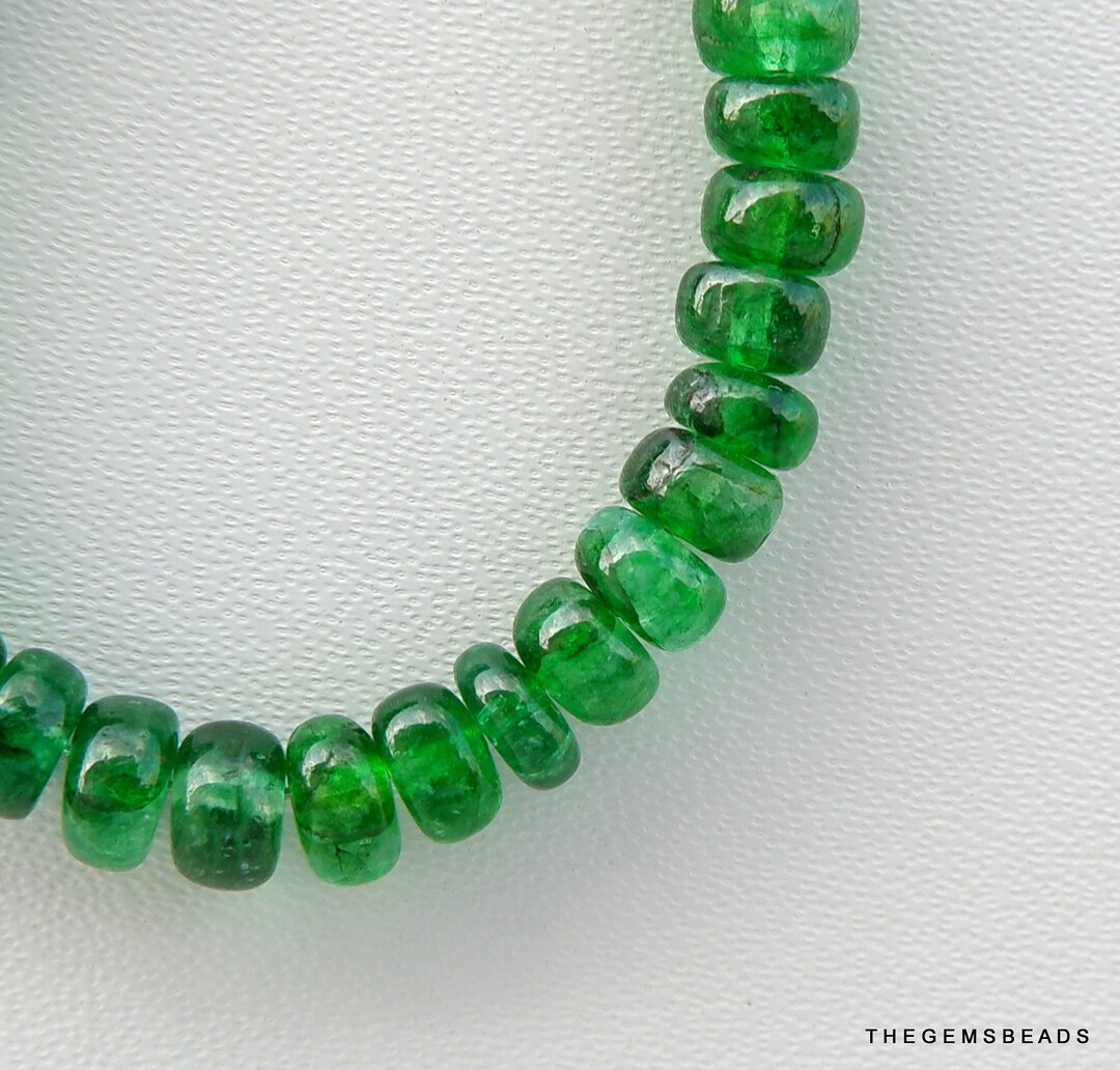 Natural Emerald Smooth Rondelle, 3.5mm Emerald Rondelle Beads, Zambian ...