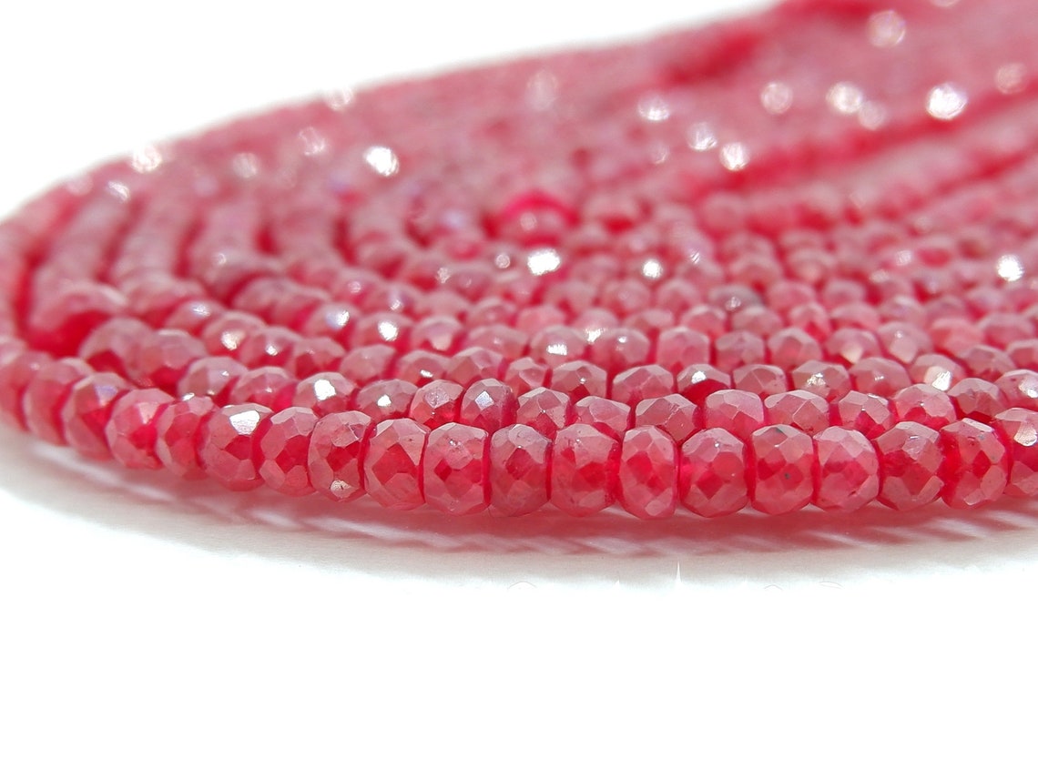 FINEST NATURAL RUBY Beads, Red Ruby Beads, Nicely Faceted Ruby Beads ...