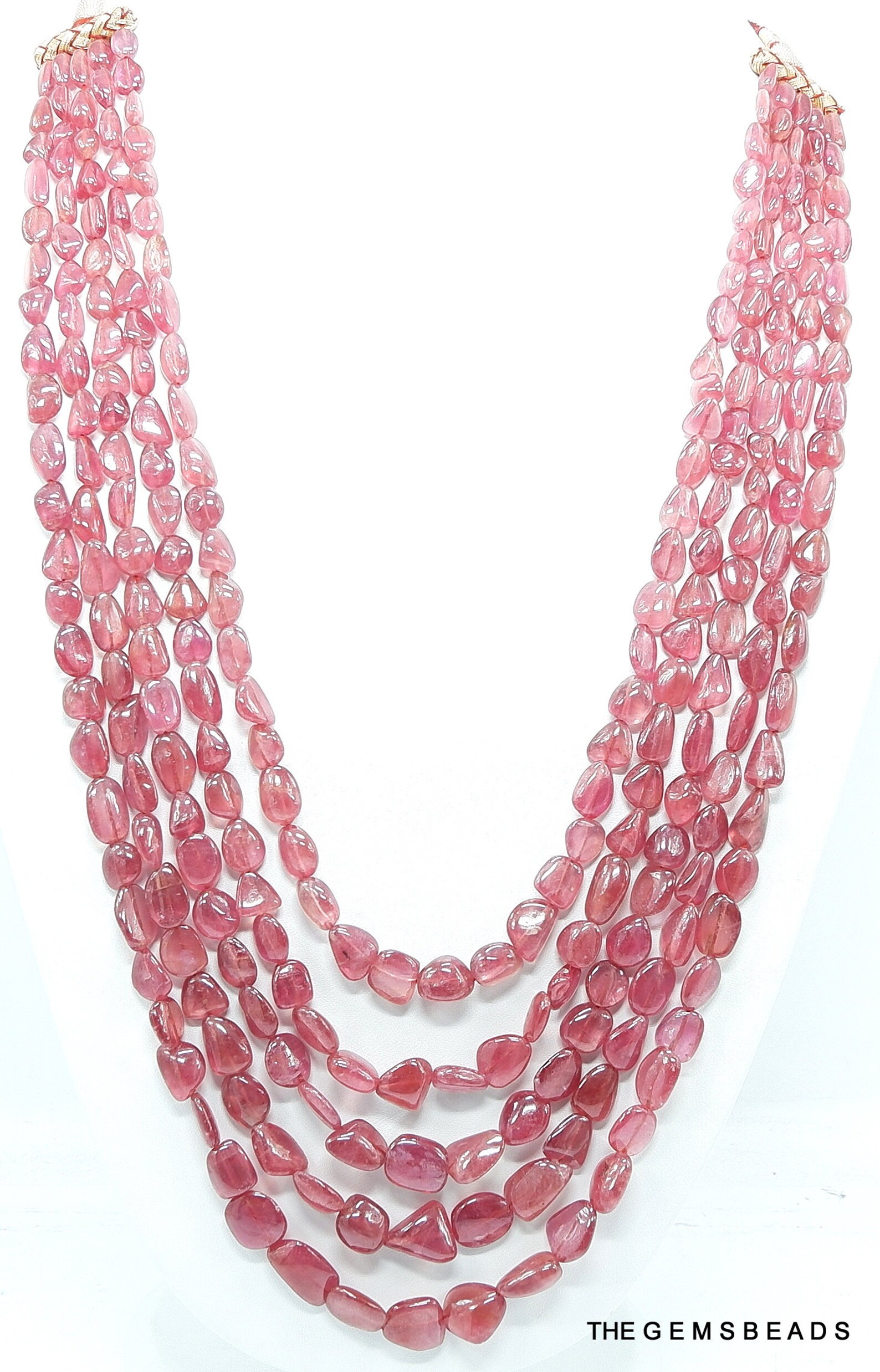 5 Strand Natural Ruby Tumble Shape Beads Necklace Natural | Etsy