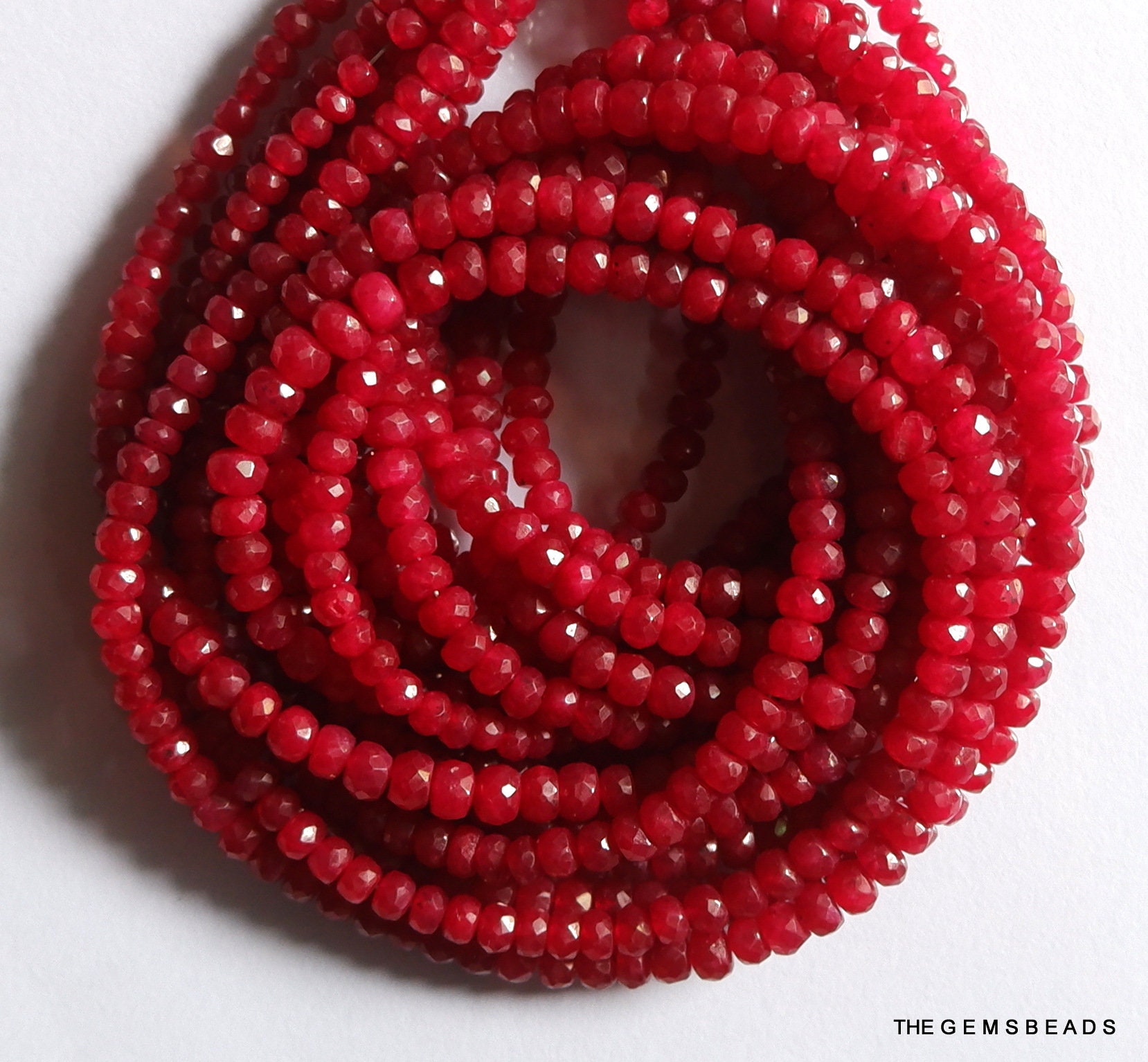 120 Beads, Finest Natural Ruby Beads, Ruby Faceted Rondelle Beads ...