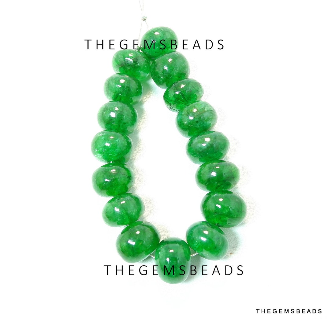 9mm - 10mm, Emerald Smooth Rondelle, 6/9/15 Pcs Natural Zambian Emerald ...