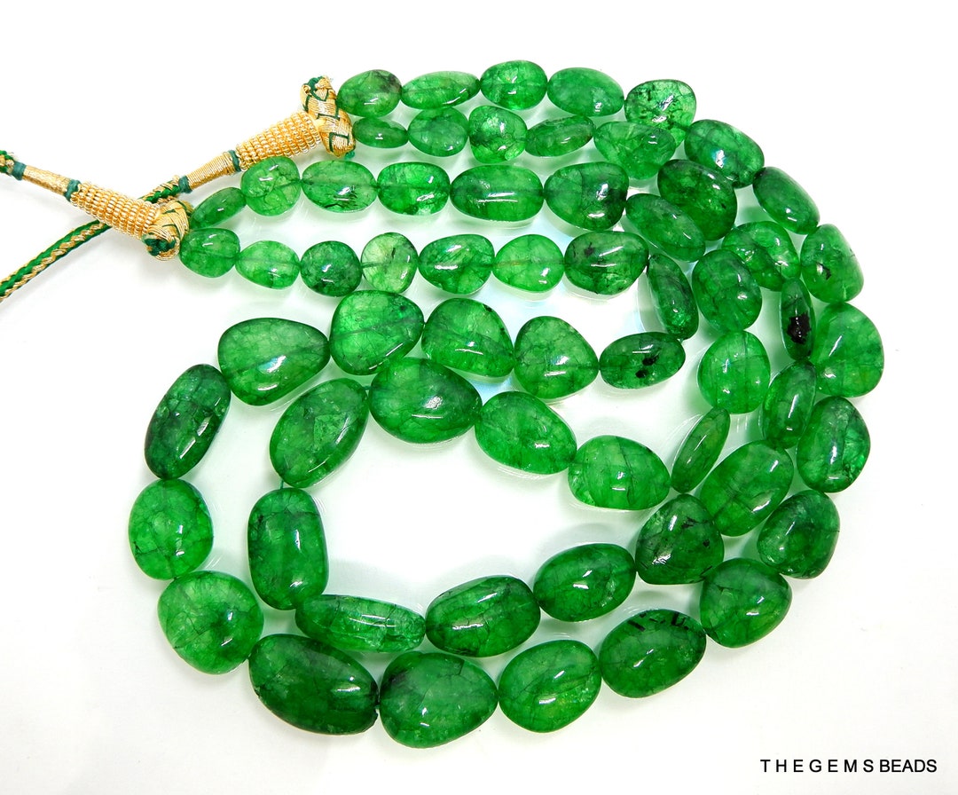 Natural Emerald Beads, Zambian Emerald Tumble Shape Beads, Natural ...