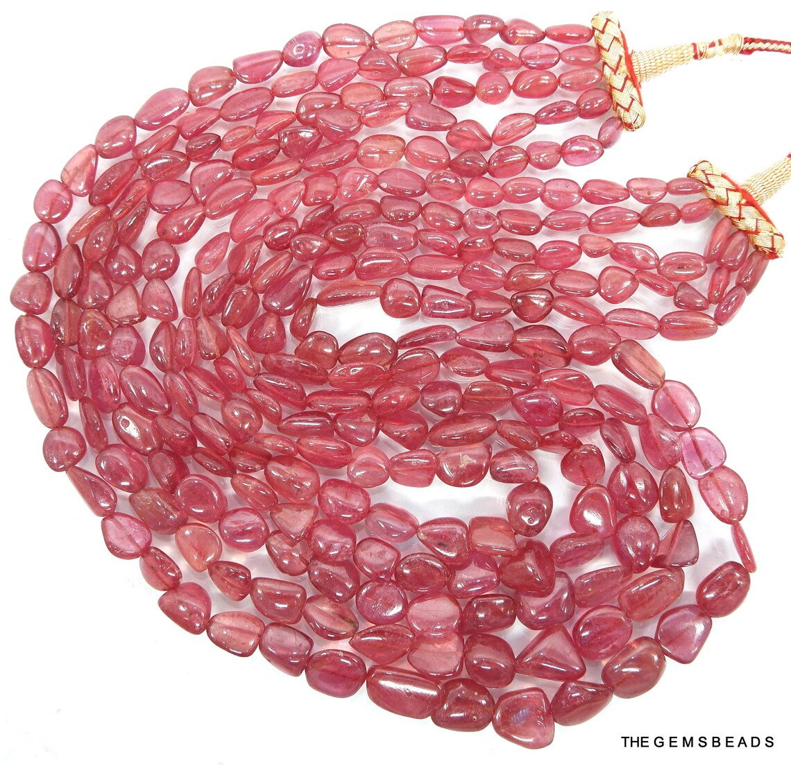 5 Strand Natural Ruby Tumble Shape Beads Necklace Natural | Etsy