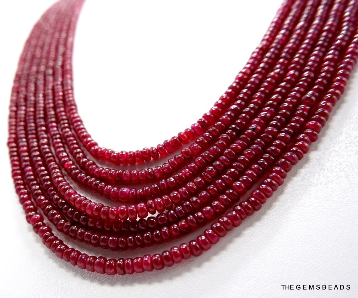 Ruby Beads Natural African Ruby Roundel Shape Beads Strand - Etsy