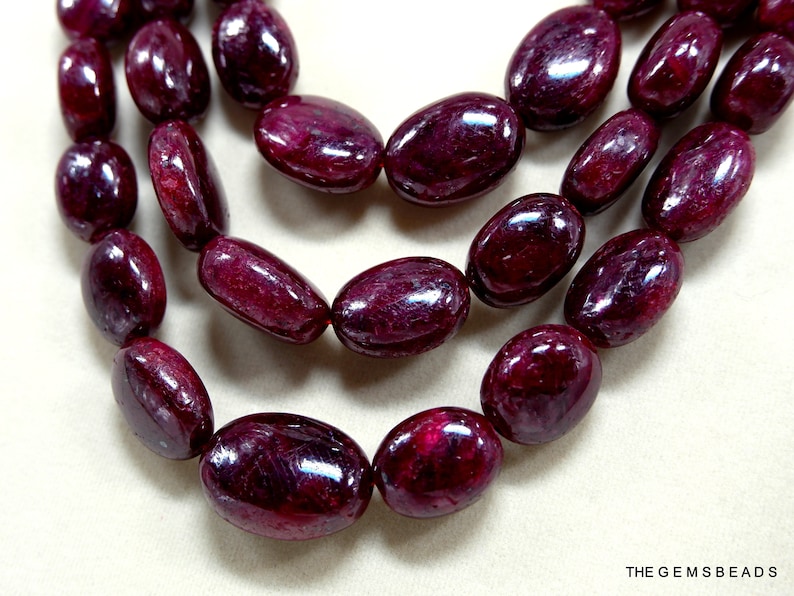 Natural Ruby Oval Shape Macro Beads Necklace / Natural Ruby | Etsy