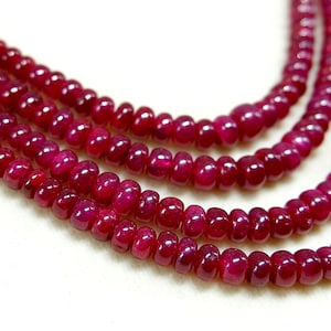 Ruby Beads, Finest Quality Ruby Beads, Natural Ruby Smooth Rondelles ...