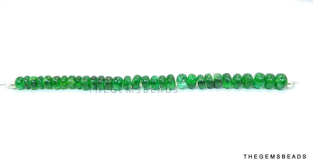 3-4mm, Emerald Smooth Rondelle, Natural Zambian Emerald Smooth Beads ...