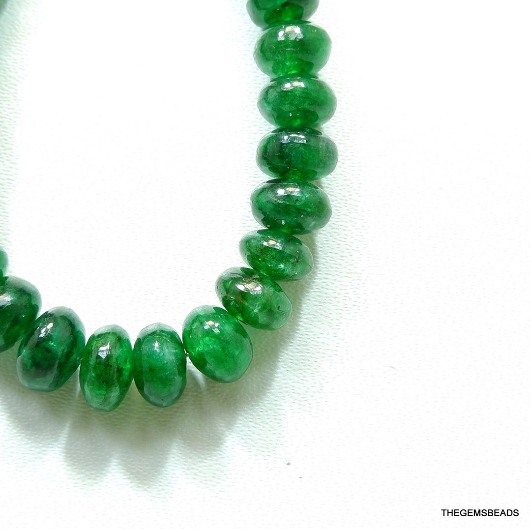 Natural Emerald Smooth Rondelle, 6mm Emerald Rondelle Beads, Zambian ...