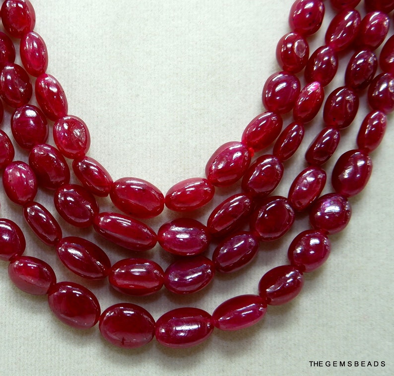 18" Inch String Natural African Mozambique Ruby Oval Shape Beads ...