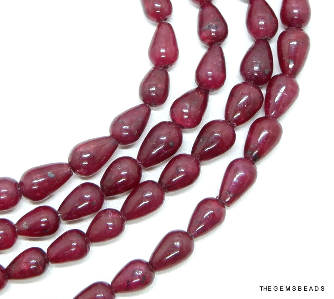6mm to 9mm Natural Ruby Drops, Natural Ruby Smooth Drop Shape Beads ...