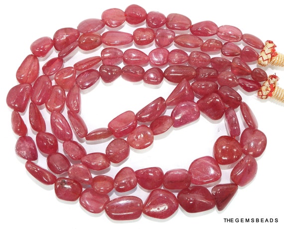 Ruby Glass Filled Plain Oval Tumbles Ruby Necklace Ruby | Etsy