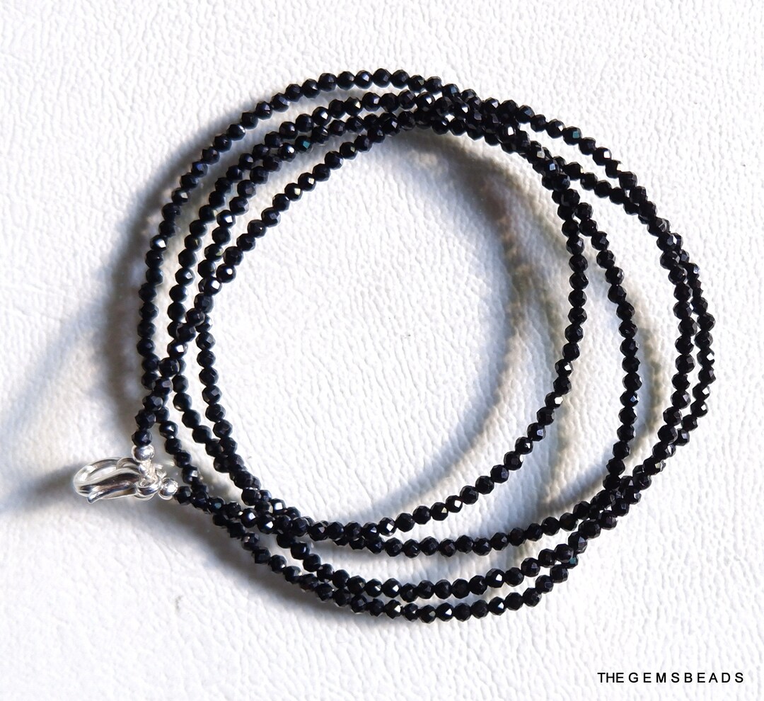 23 Inch Very SPARKLY BLACK SPINEL Beads Necklace, Black Spinel Faceted ...