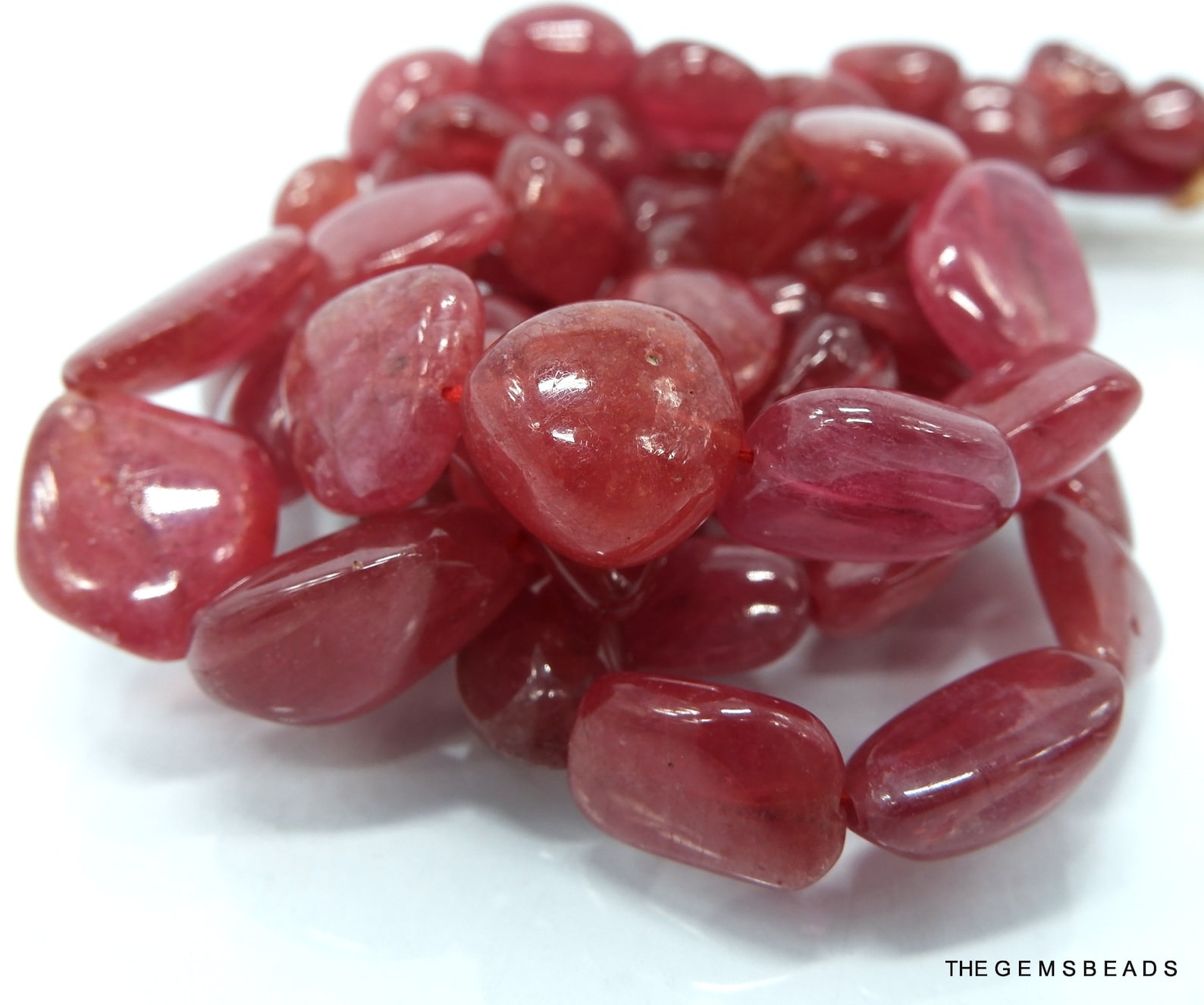 Ruby Glass Filled Plain Oval Tumbles Ruby Necklace Ruby | Etsy