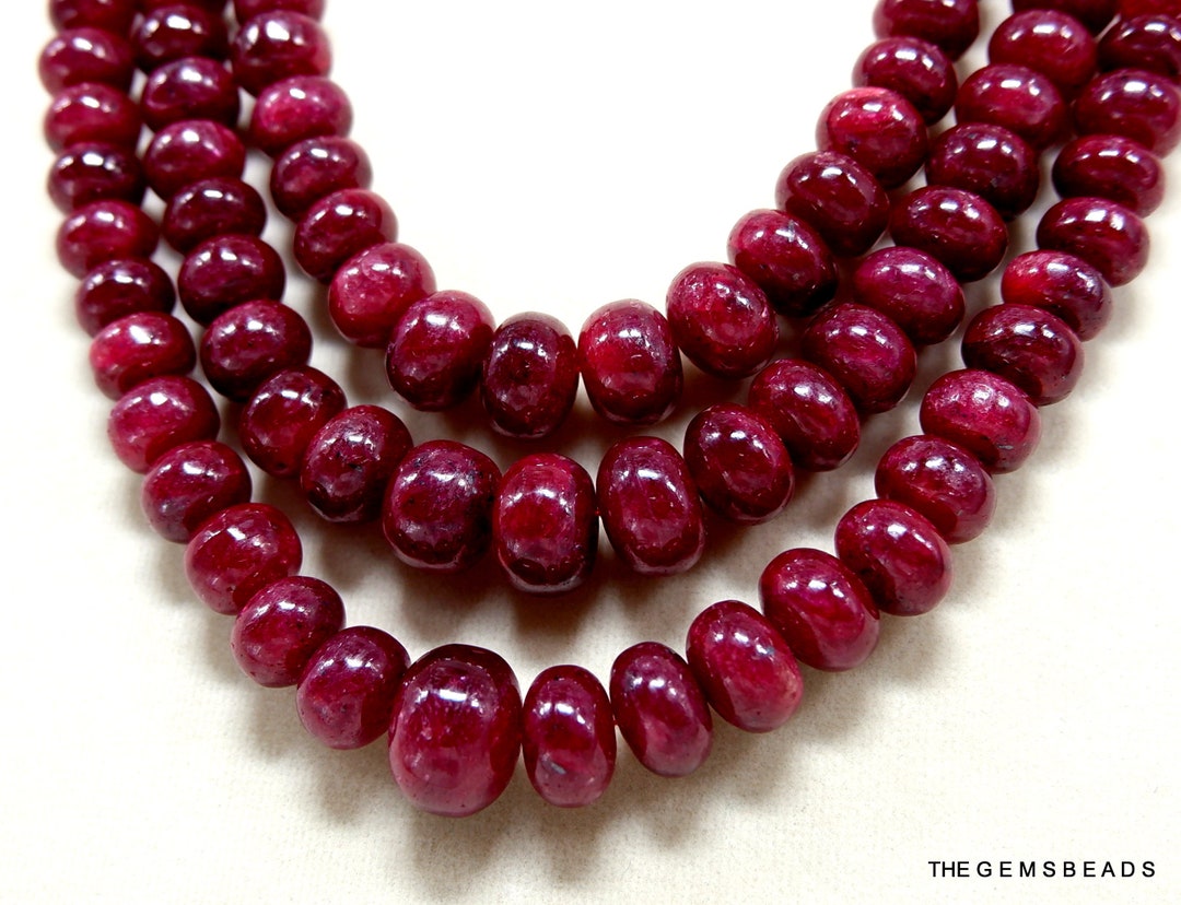 Natural Ruby Smooth Beads Necklace - Natural Ruby Macro Size Smooth ...