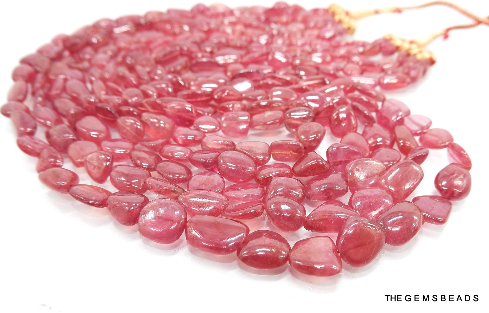 5 Strand Natural Ruby Tumble Shape Beads Necklace Natural | Etsy