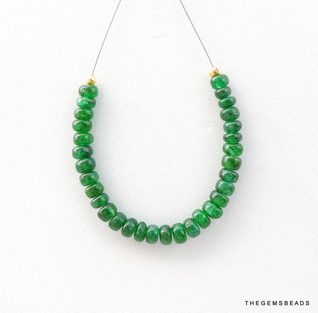 Zambian Emerald Smooth Rondelle, 4.5mm Emerald Rondelle, Zambian ...