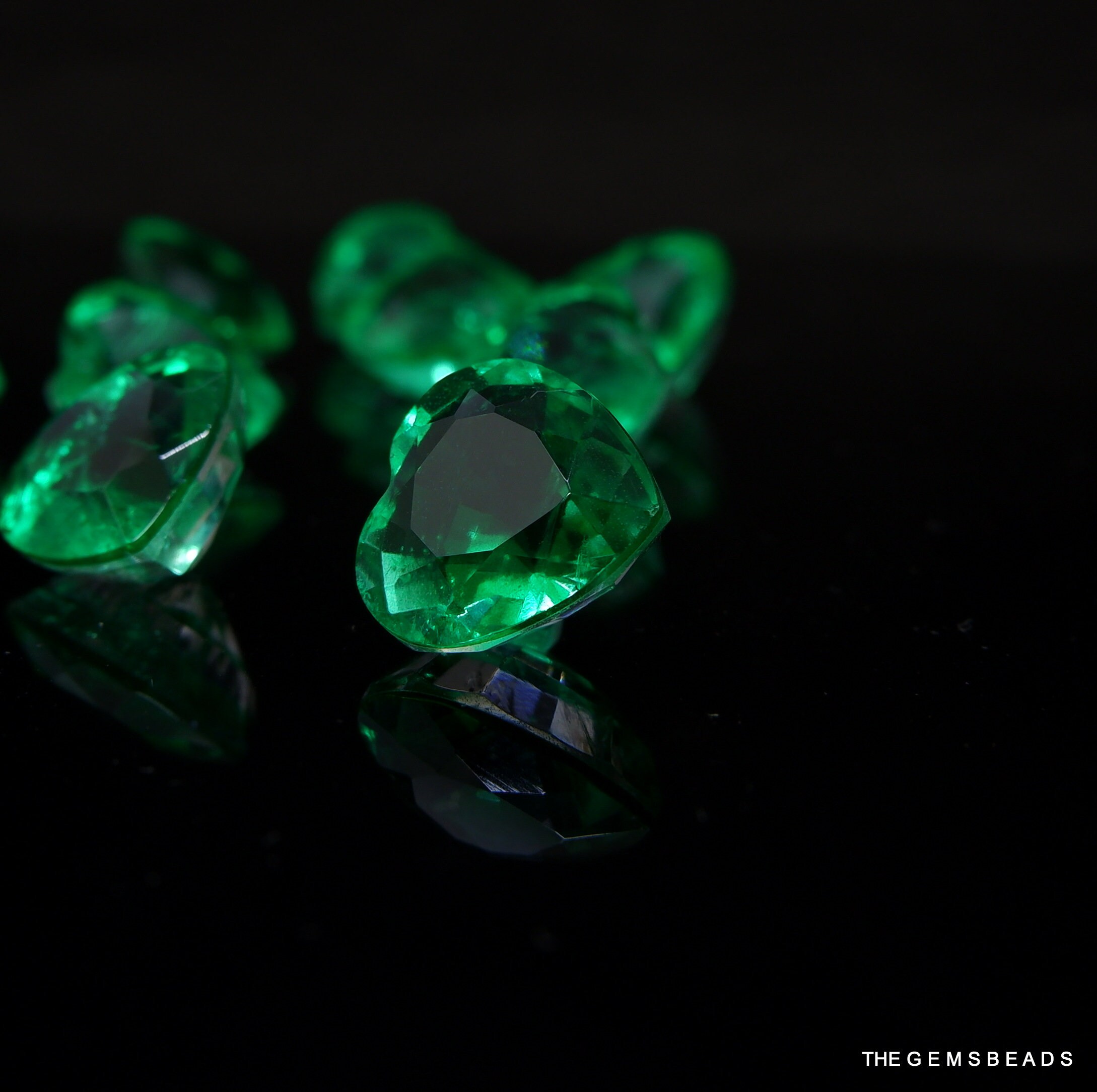 Match Pair 14MM Emerald Quartz Crystal Doublet Faceted Heart Shape ...
