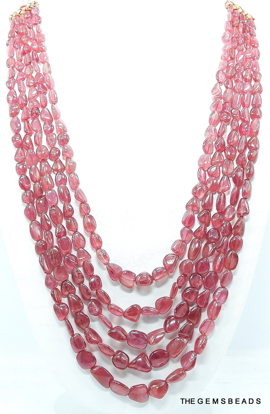 5 Strand Natural Ruby Tumble Shape Beads Necklace Natural | Etsy