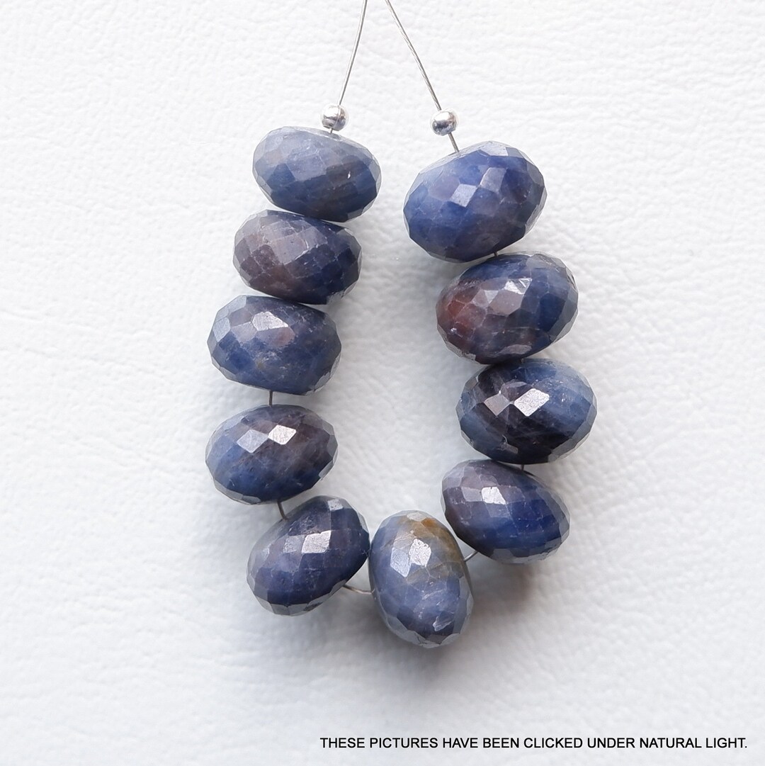 UNTREATED SAPPHIRE BEADS, Natural Blue Sapphire Rondelle Beads, Blue ...