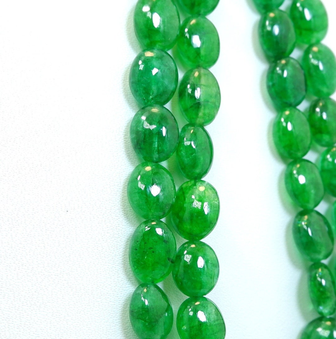 9mm - 10mm Emerald Smooth Oval Beads, Natural Zambian Emerald Beads ...