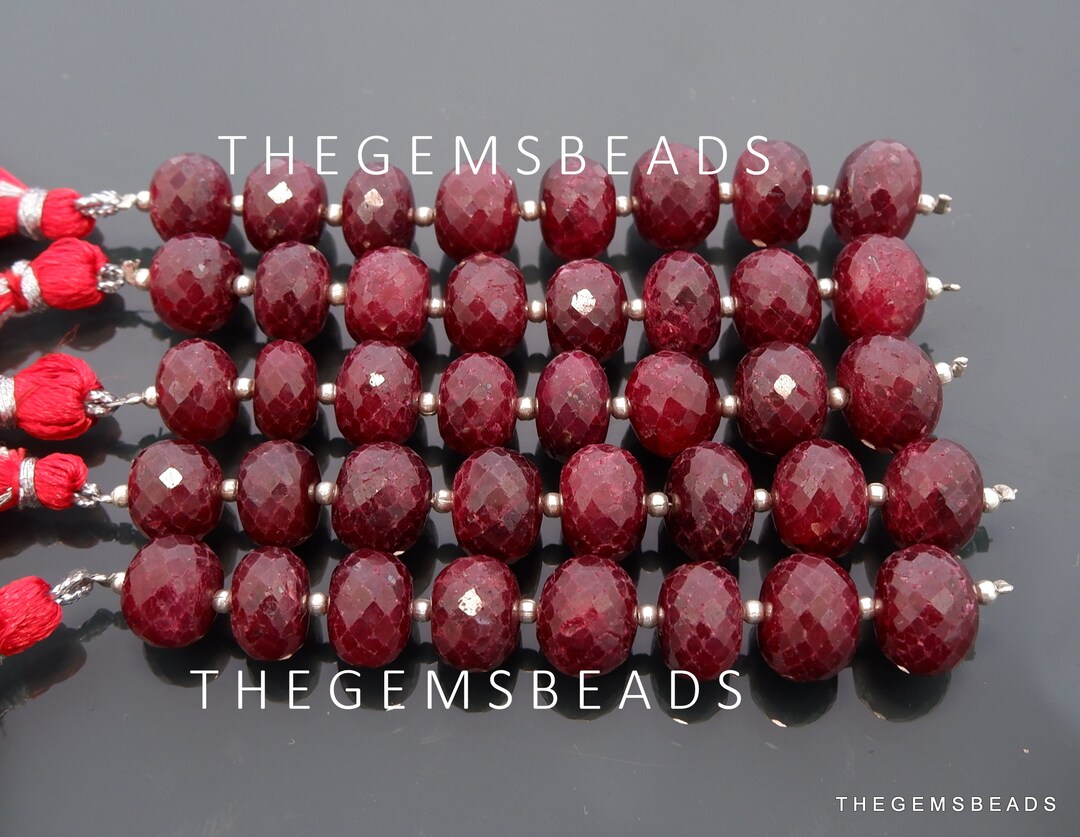 10mm to 12mm Natural Ruby Drops, Natural Ruby Faceted Beads Roundelle ...