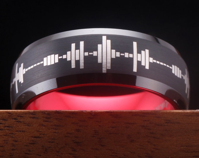 Custom Titanium Soundwave Ring - Geek Wedding Band for Him ...