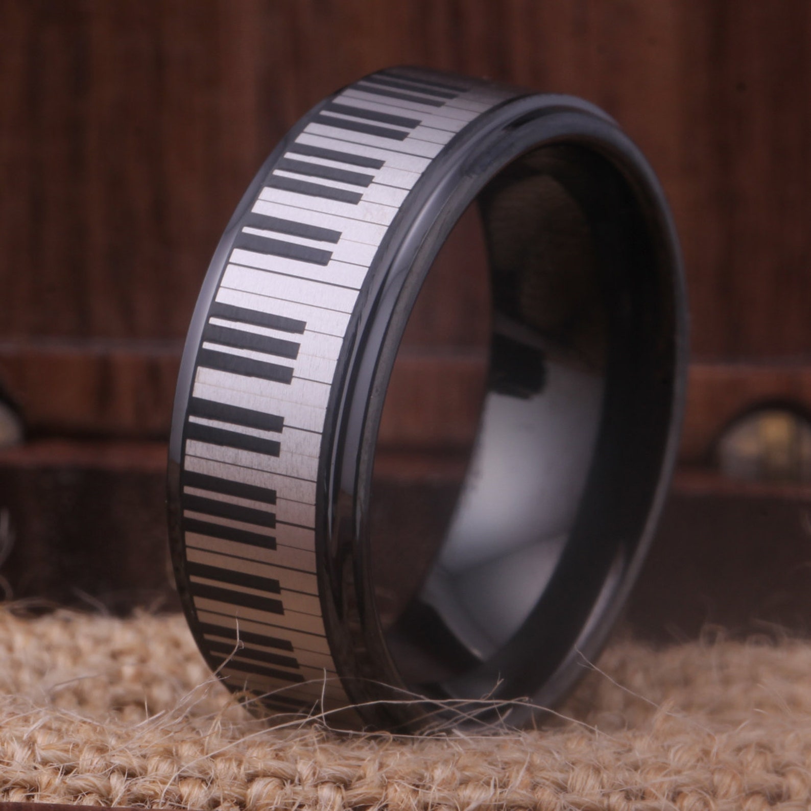 Piano Keys Ring Men's Piano Tungsten Ring Black Tungsten - Etsy