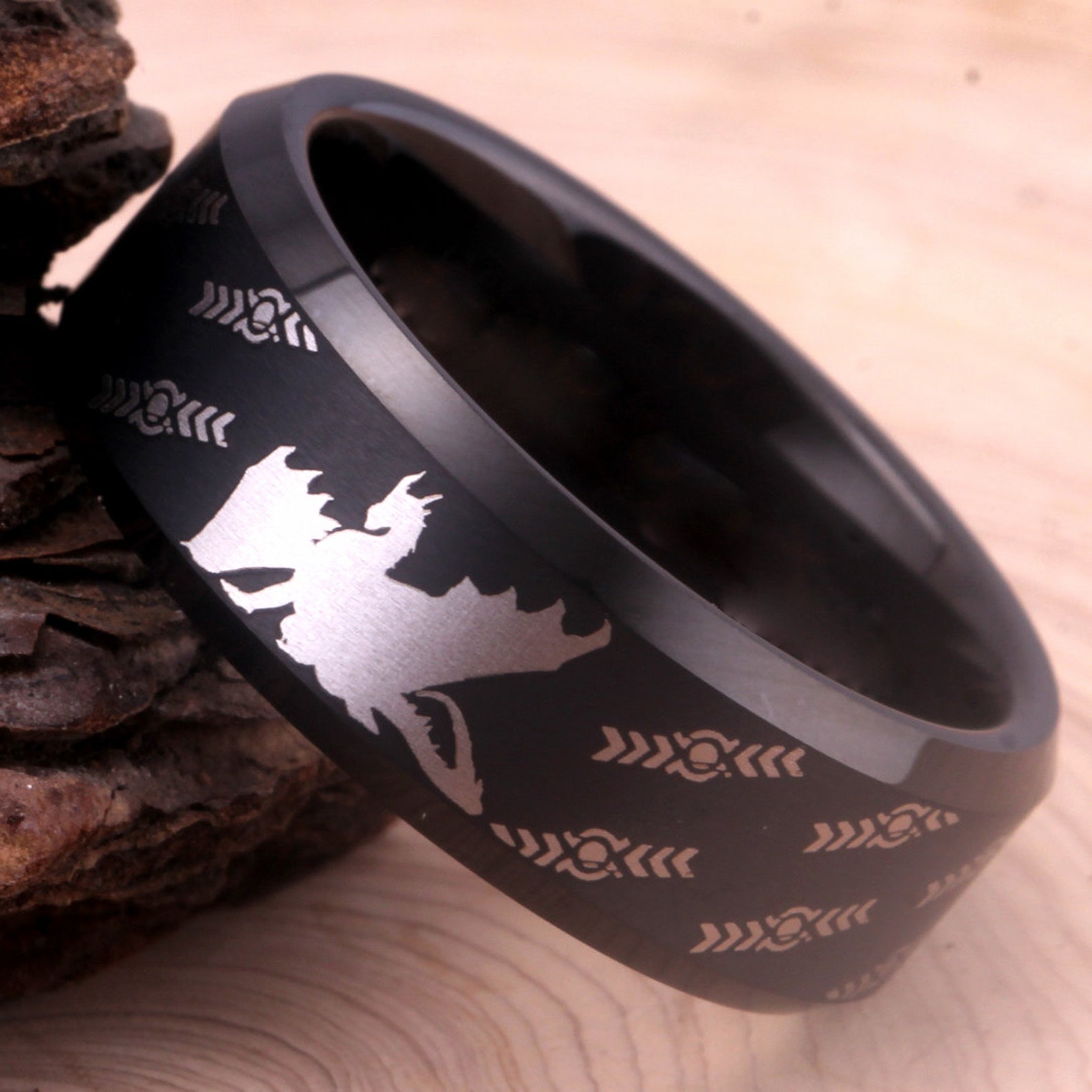 Monster Hunter World Ring the Fatalis Dragon Ring Black Tungsten ...