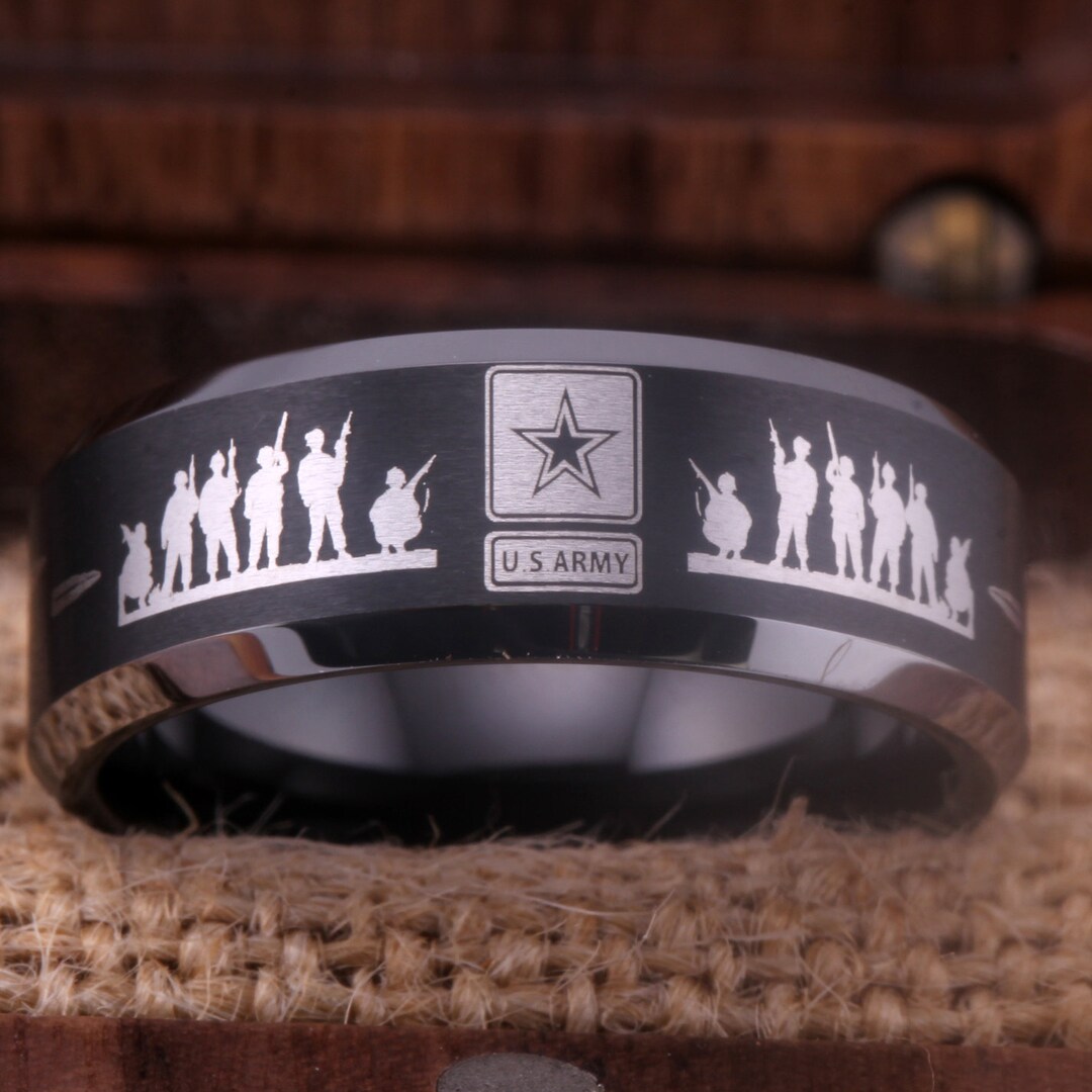 Military Ring US Army Tungsten Ring US Military Ring With Bullets 8MM ...