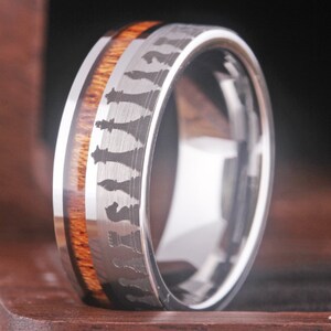 Chess Band Ring Chess Ring Chess Pieces Ring KOA Wood Tungsten Band ...