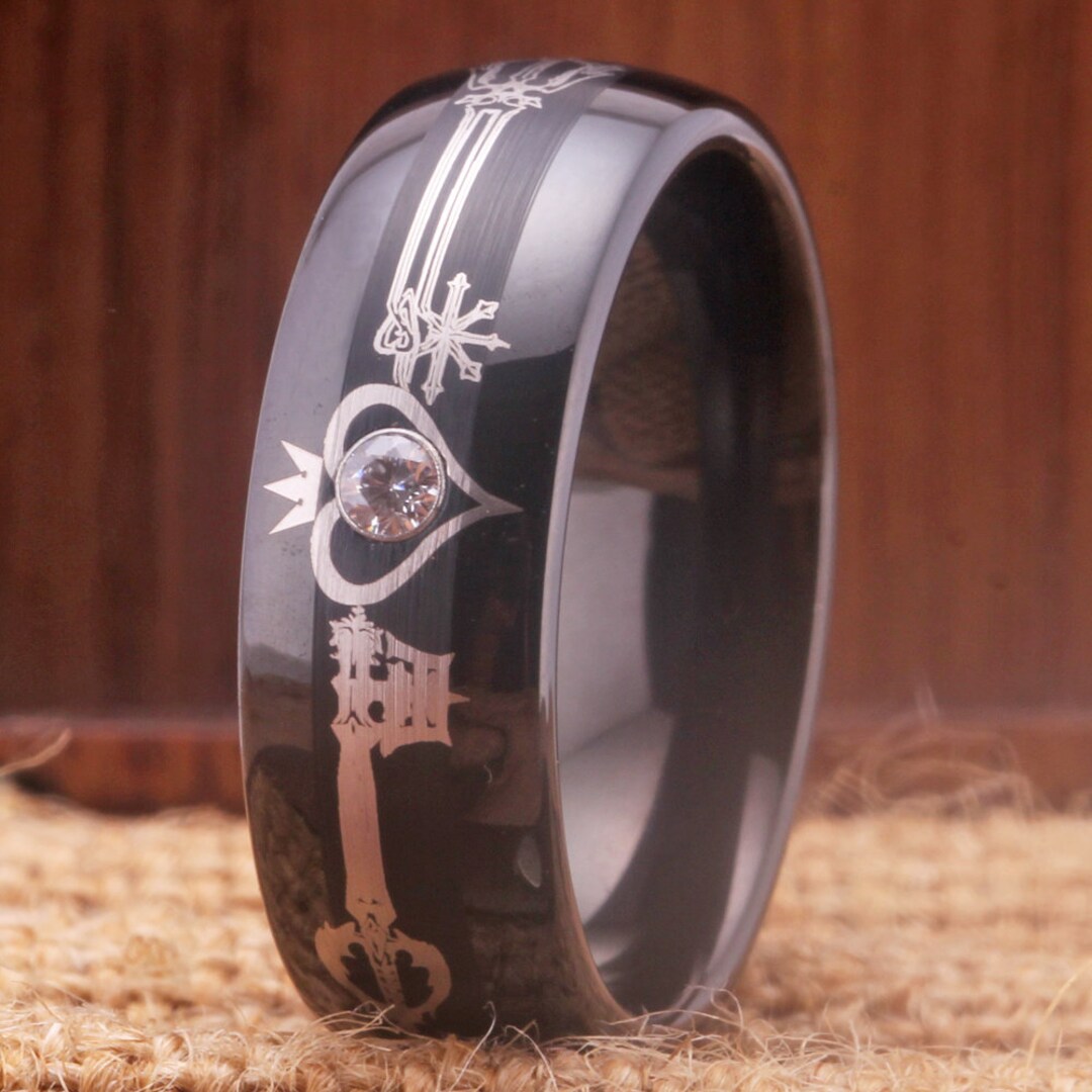 Kingdom Hearts Ring Geekery Oblivion and Oathkeeper Keyblade Ring 8mm ...