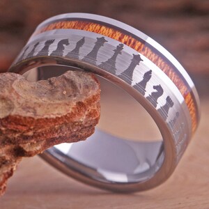 Chess Band Ring Chess Ring Chess Pieces Ring KOA Wood Tungsten Band ...