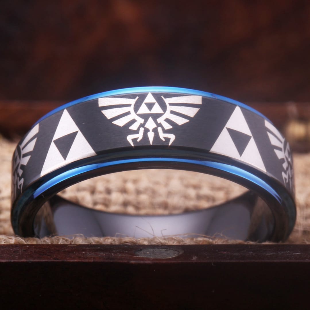 Zelda Ring Triforce Ring Legend of Zelda Ring Black Tungsten Zelda ...