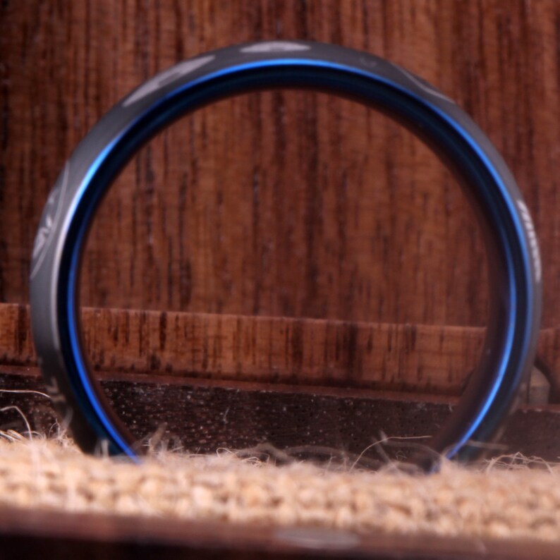 Alien Ring UFO Ship Pattern Engraved Tungsten Carbide Ring | Etsy