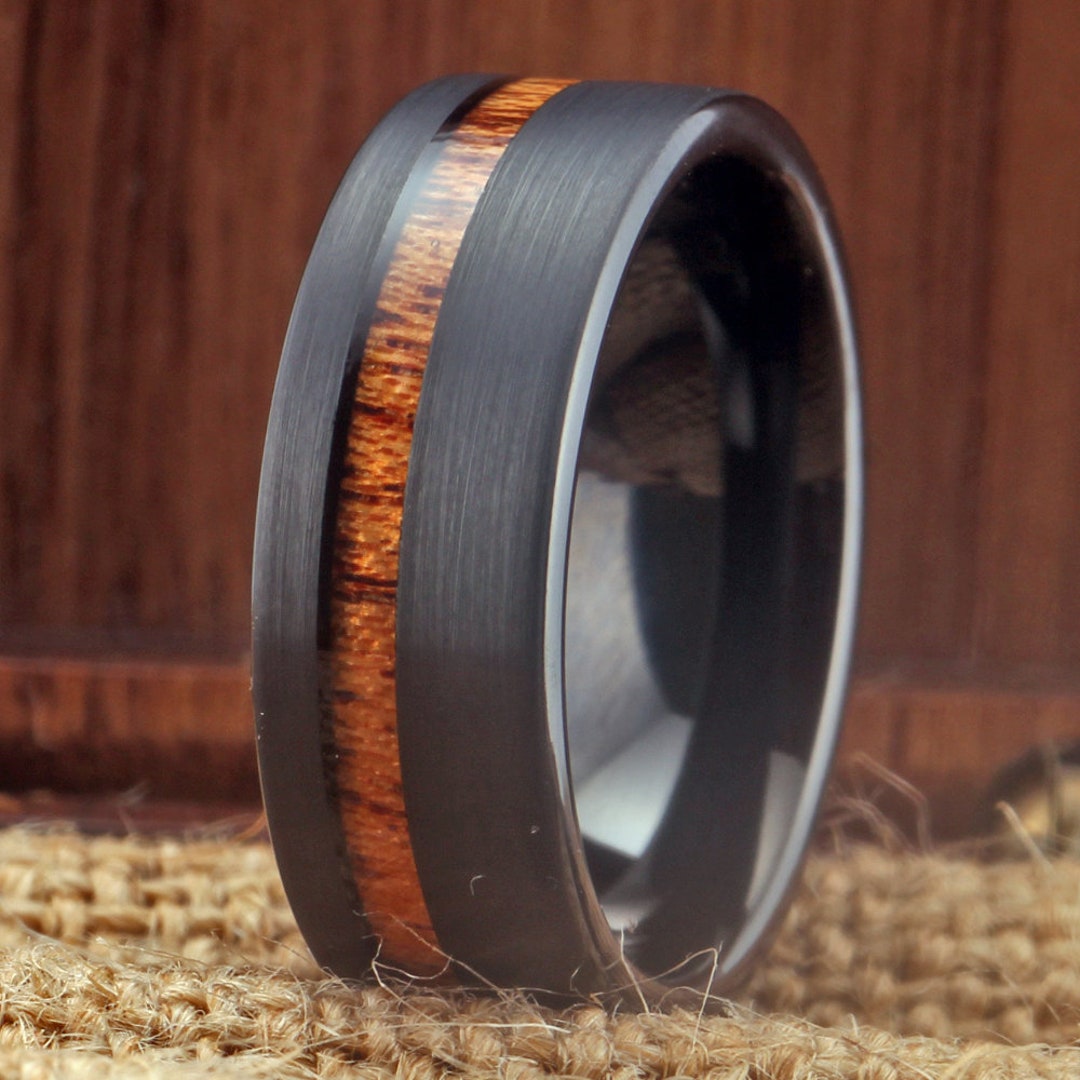 Man Black Ring | Tungsten Carbide Ring| Signature Engraved Ring ...