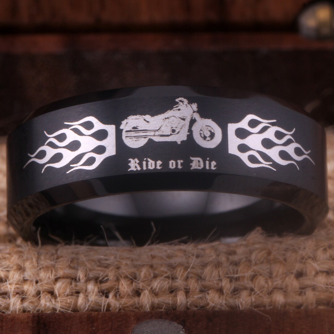 USA Ride or Die Tungsten Ring Ride or Die Wedding Ring Black Tungsten ...