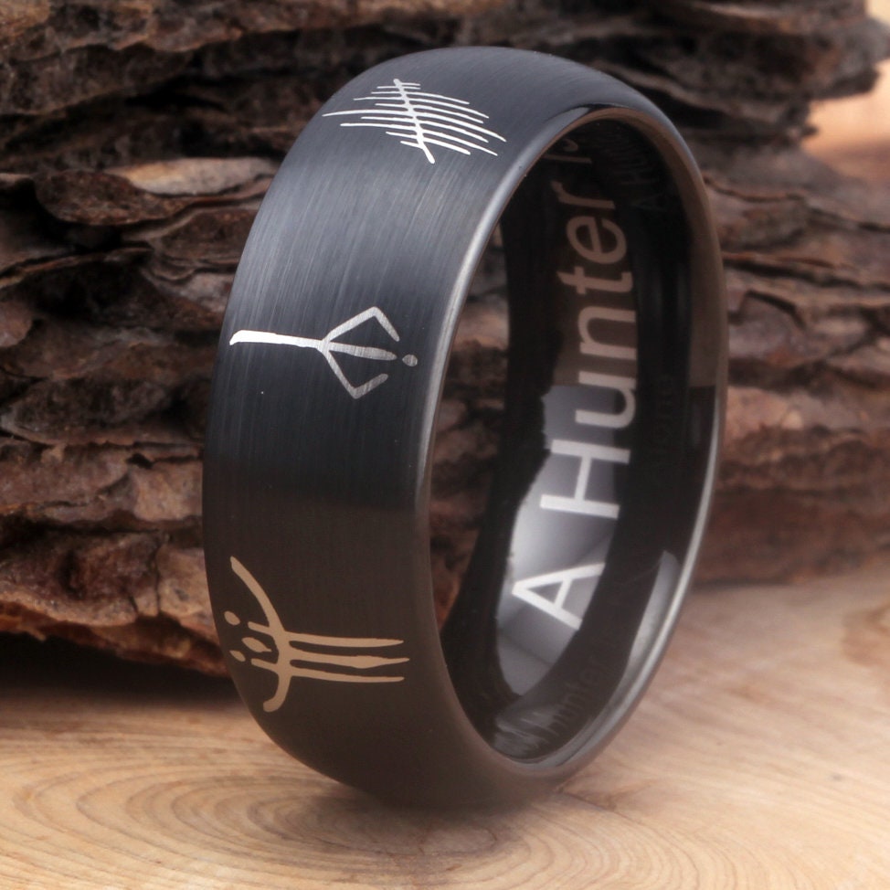 Black Wedding Game Ring Blood Borne Hunter Runes Tungsten Ring A Hunter ...