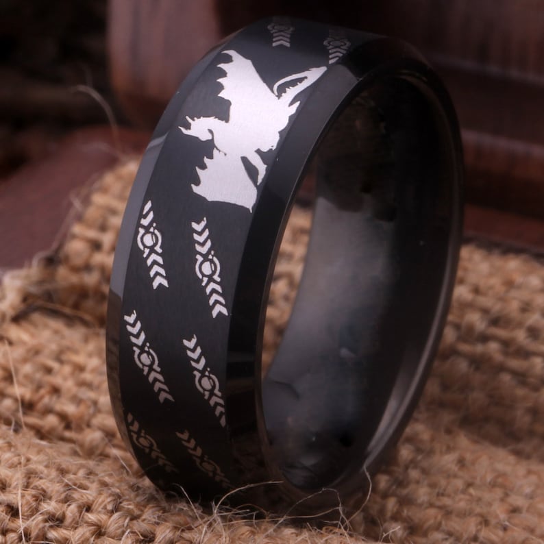 Monster Hunter World Ring the Fatalis Dragon Ring Black Tungsten ...