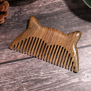 Handmade Cat Head Comb Natural Wood Massage Comb, Anti Static Pocket ...